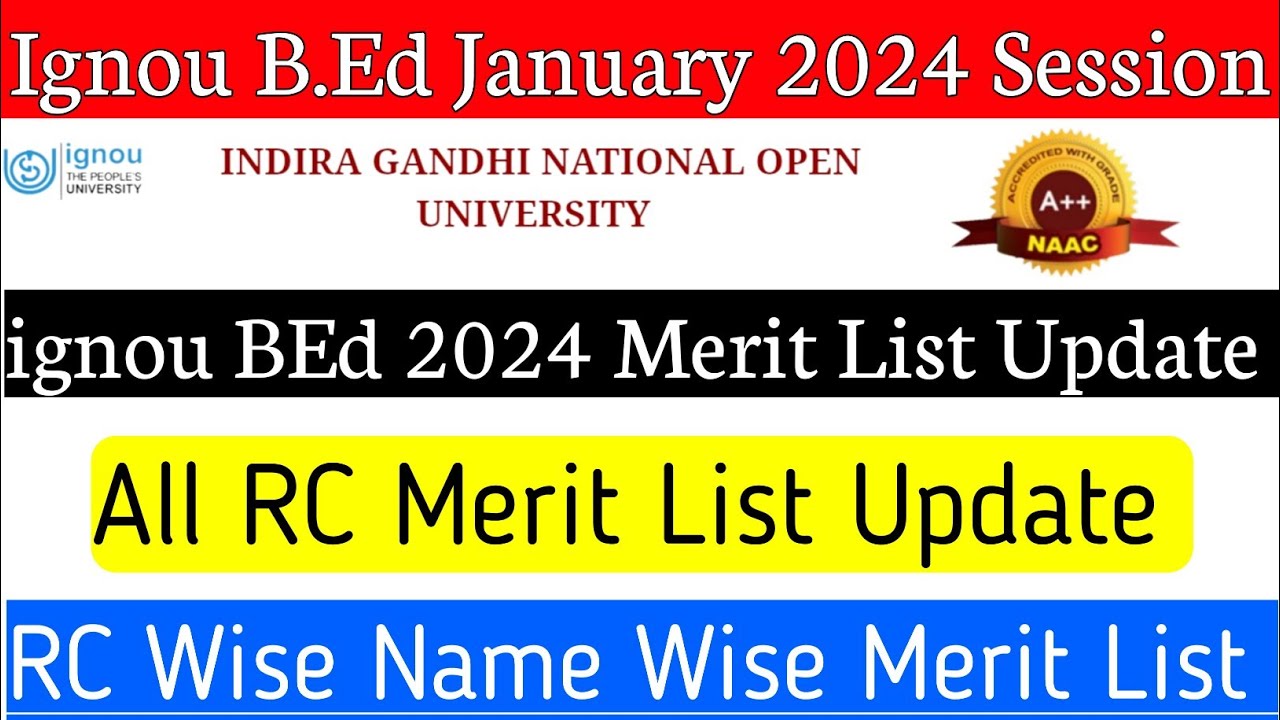 ignou bed merit list 2024 || ignou bed merit || ignou b.ed 2024 merit ...