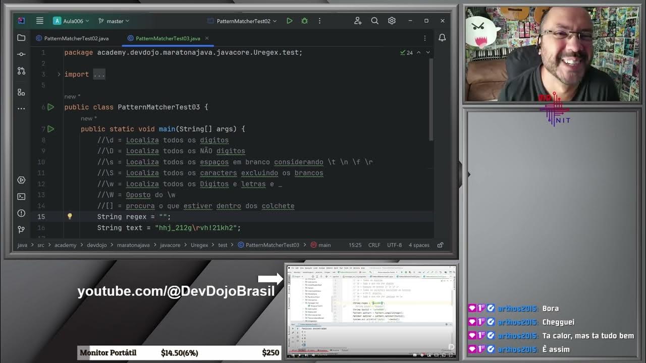 Bora estudar "JAVA" do 0 - Aula 90 - Classes Utilitárias - Regex pt 03 - Pattern e Matcher ...