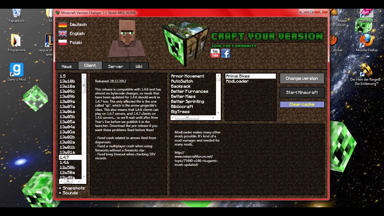 Minecraft [Version Changer] mods und mehr - YouTube