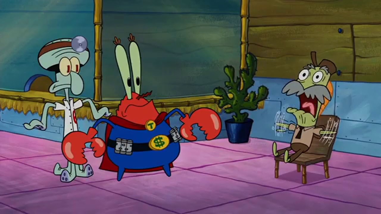 Mr. Krabs pretends to rob a bank (SpongeBob clip) - YouTube