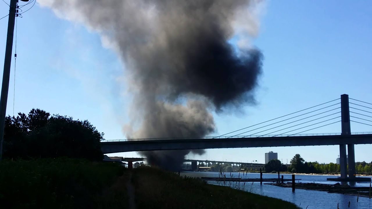 Fire under oak St. Bridge - YouTube