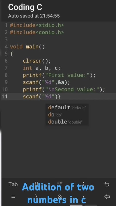 Addition Of Two Numbers In C Coding 2 C Coding Programming Codewithme Shorts 