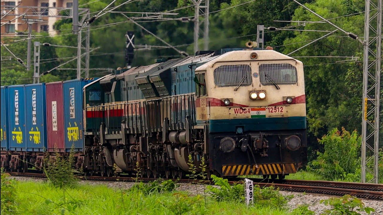 Speeding CONCOR curving Udupi Railway Station|LP Acknowledgement|Light ...