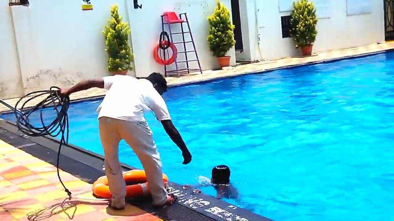 Swimming pool emergency rescue - YouTube