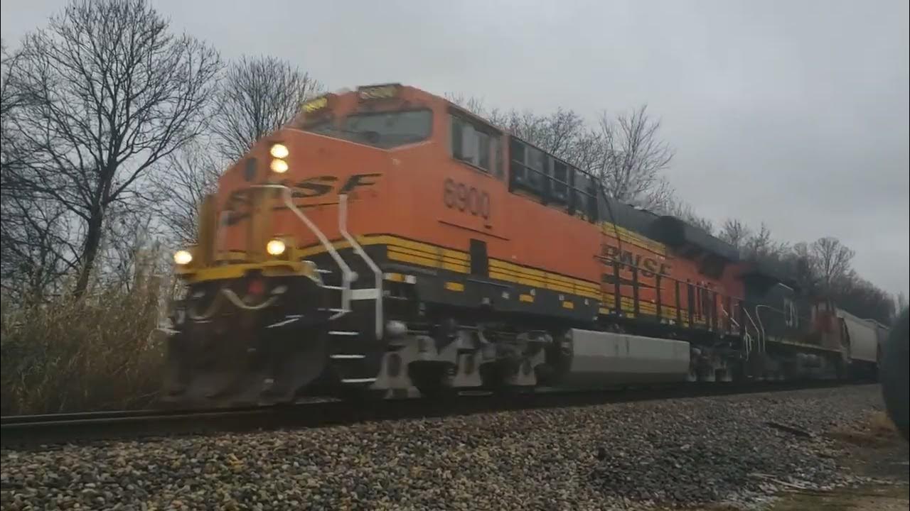 BNSF 6900 & Canadian National 2610 Grain Train - YouTube