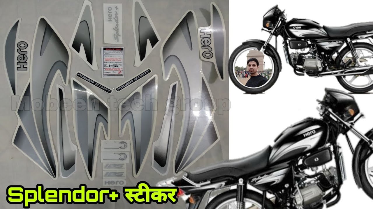 Hero Splendor Plus BS4 i3S bike | Black with grey color stickers and ...