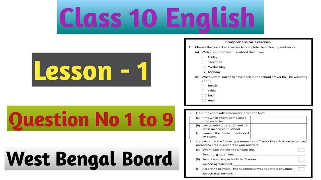 Class 10 English Lesson 1 Father's Help Question No 1 to 9 - YouTube