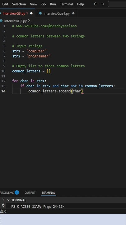 Infosys Python Coding Interview Question Find Out Common Letters