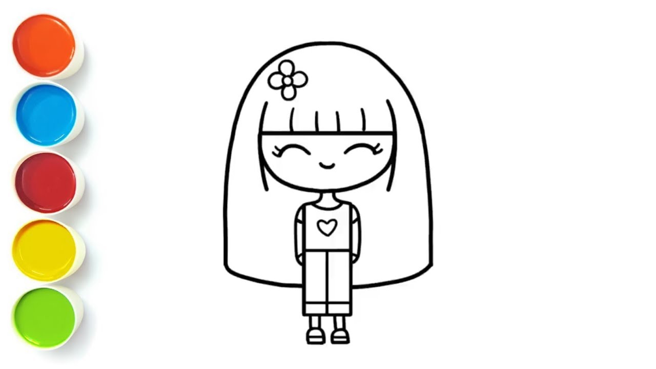How To Draw Cute Girl|Girl Drawing Painting And Colouring For Kids And ...