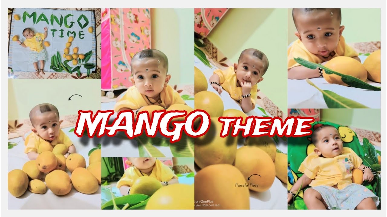 MANGO🍋 TIME BABY THEME | 4 MONTH BABY 👣 MANGO THEME | BABY PHOTOSHOOT| MONTHLY BABY THEME #mango ...
