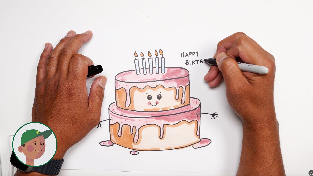 How To Draw A Cute Birthday Cake | For Kids! - YouTube