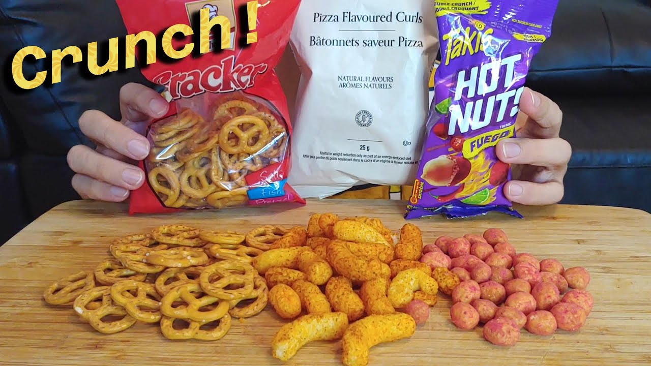 SUPER CRUNCHY ASMR SNACKS: SPICY TAKIS NUTS, PRETZELS AND CHEESE PUFFS ...