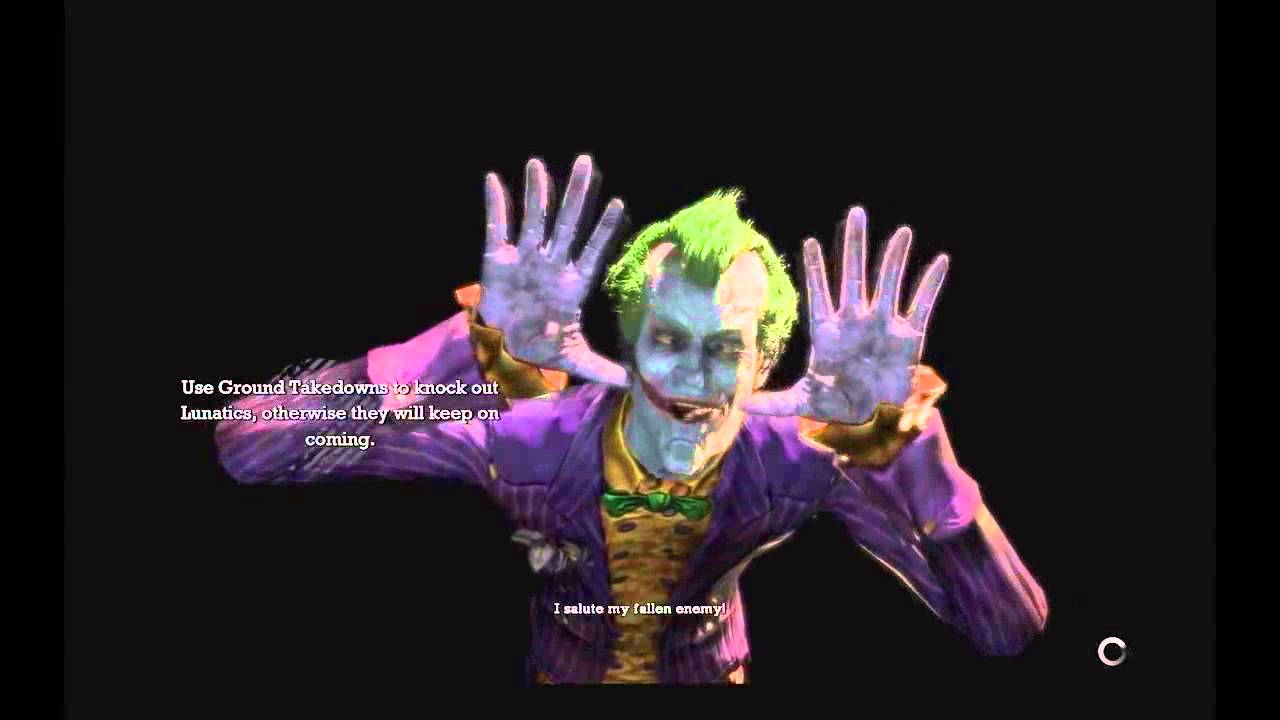 Batman Arkham Asylum: Joker I salute my fallen enemy - YouTube