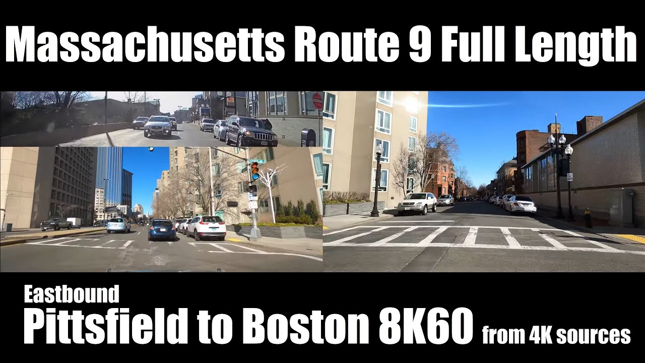 MA Route 9 Eastbound Full Length 8K Combined Split Screen - YouTube