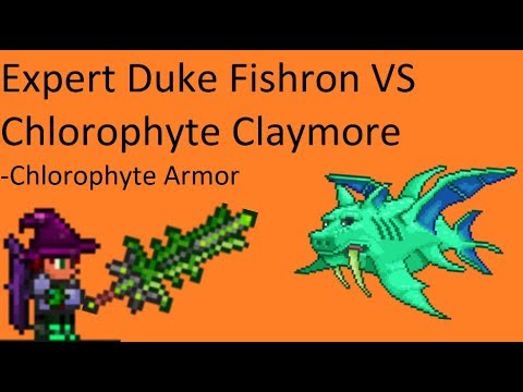 Terraria - Expert Duke Fishron VS Chlorophyte Claymore - YouTube