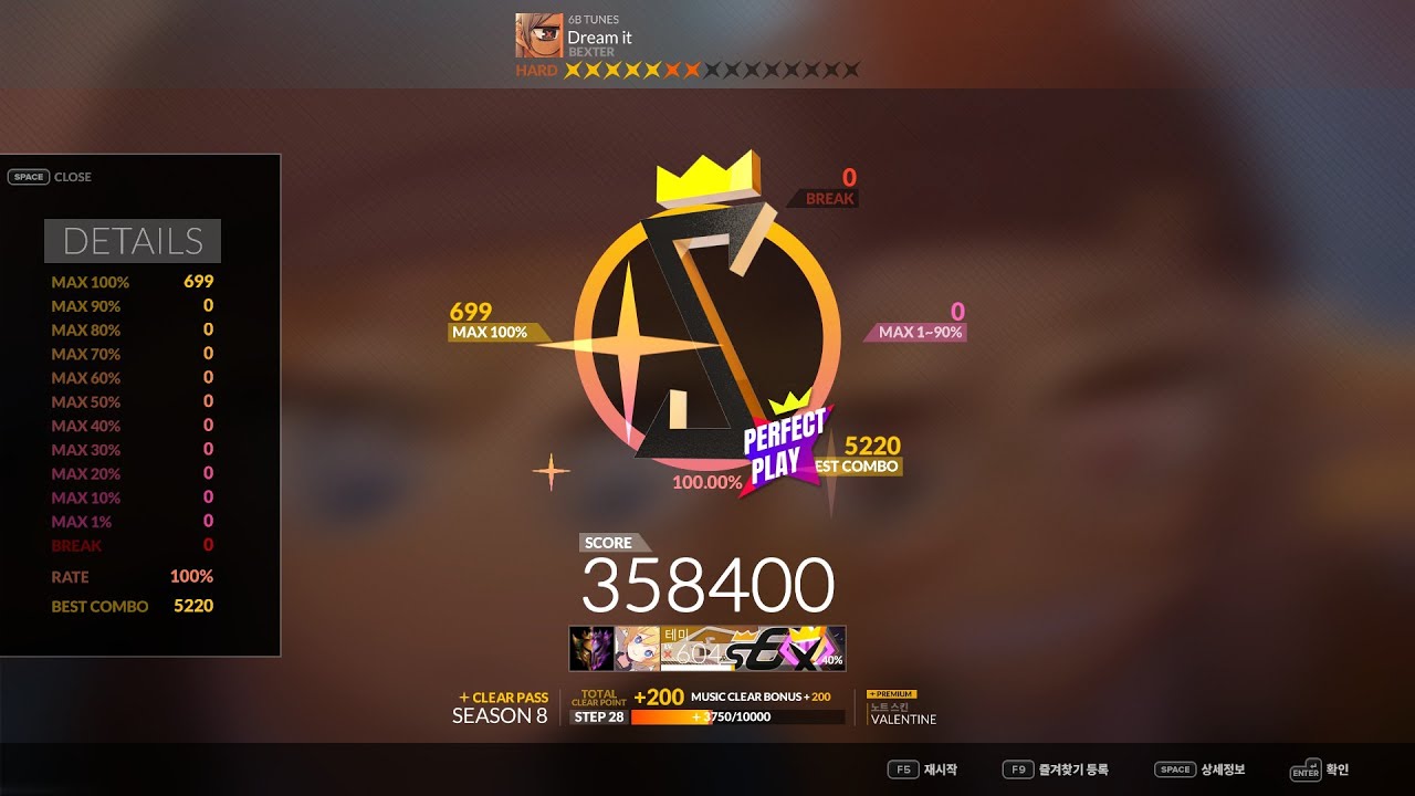 [DJMAX RESPECT V] Dream it - BEXTER 6B HD PERFECT PLAY 100.00% - YouTube