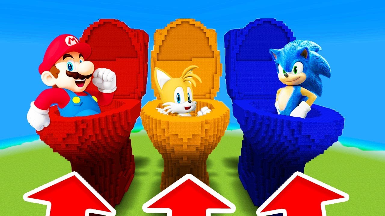 Minecraft PE : DO NOT CHOOSE THE WRONG TOILET (Mario,Knuckles,Sonic ...