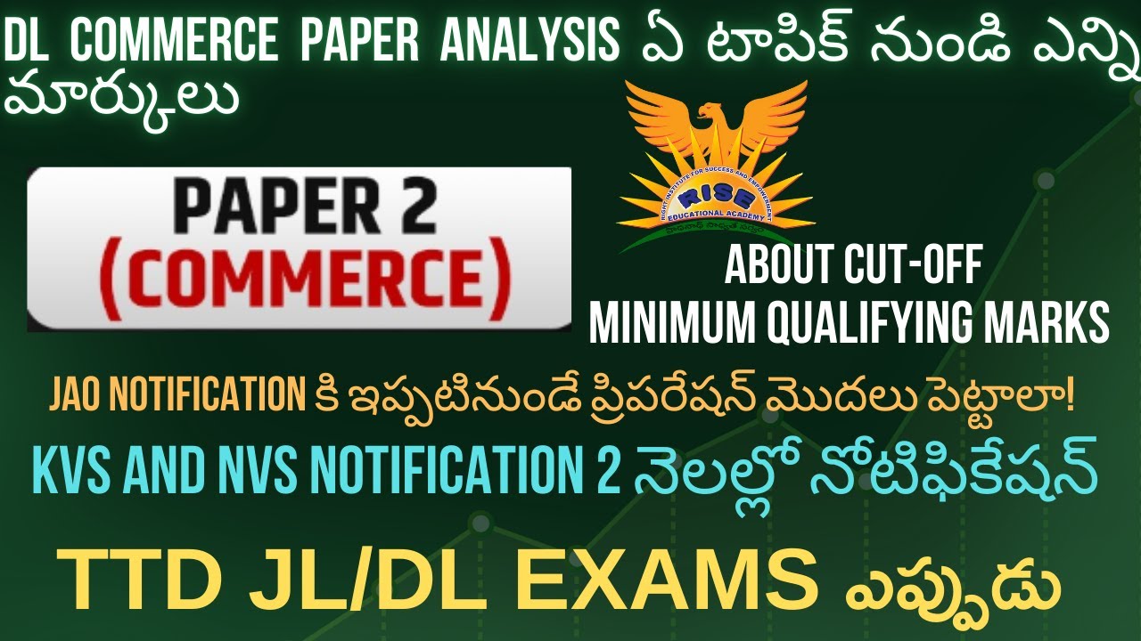 APPSC DL Commerce Paper Analysis - Cutoff- Minimum Marks- KVS & NVS ...