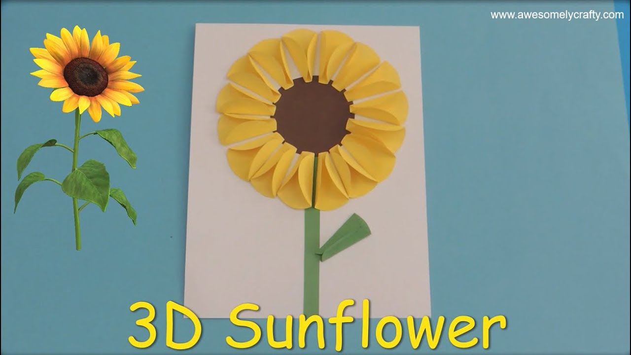 3D Paper Sunflower Craft | Easy Kids Crafts | Paper Flower Crafts - YouTube