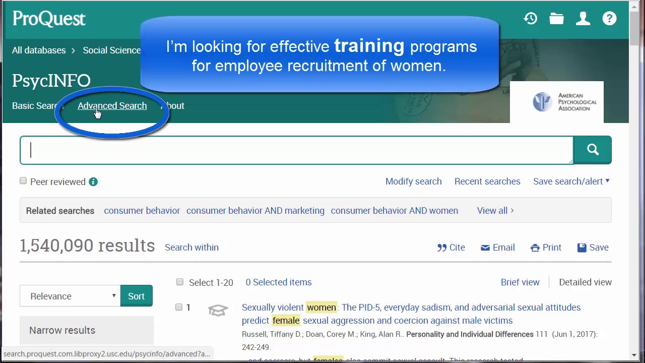 PsycINFO Advanced searching - YouTube