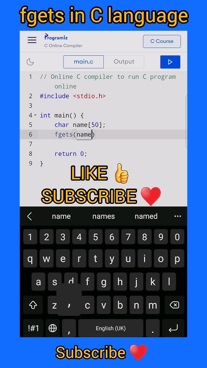fgets in C programming |C programming for beginners #c #coding #viral # ...