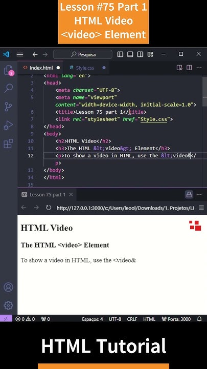 HTML Tutorial - Lesson 75: HTML Video - video element Part 1 #html5 #htmltutorial #javascript # ...