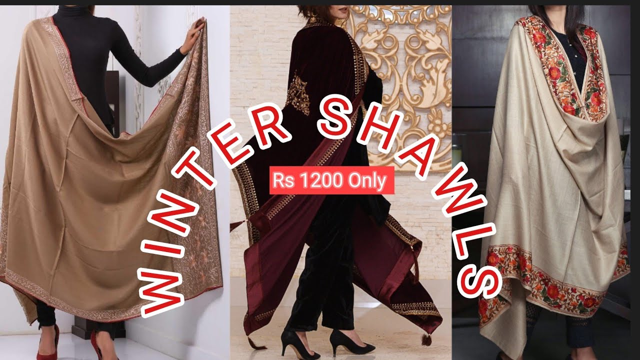 Ladies Designer Winter Shawl | Casual ,Formal Embroided velvet ,woolen ...