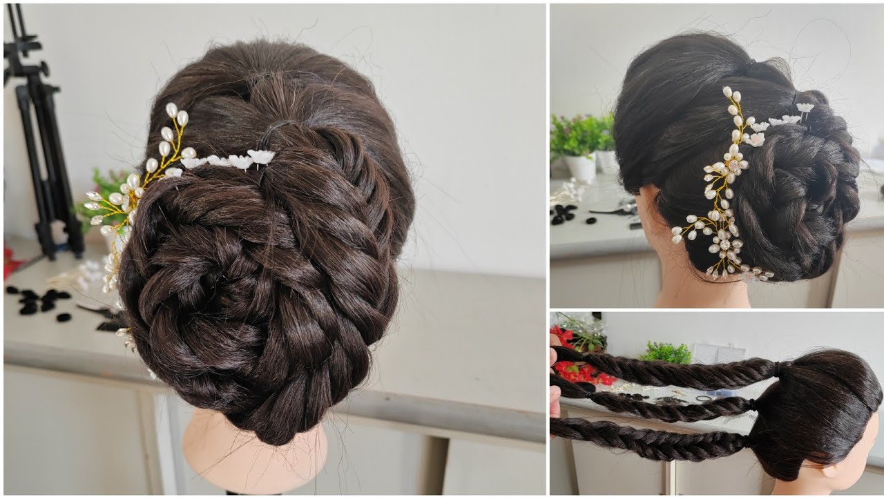 stylish juda hairstyle for wedding | stylish bun hairstyle for weddings ...