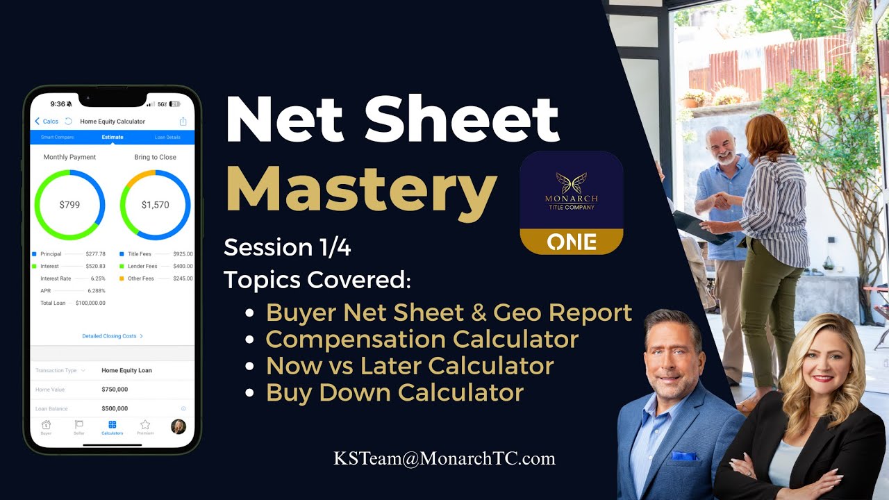 Net Sheet Mastery - Session 1 of 4 in MonarchTitle Agent ONE - YouTube