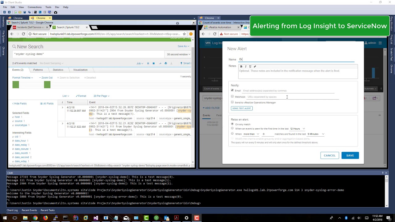 Syslog forwarding from vRealize Log Insight to Splunk and Alerting to ...
