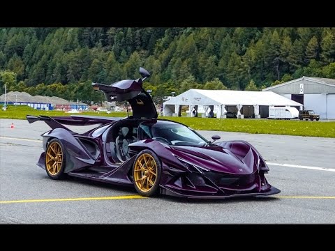 Supercars arriving at SOC Andermatt 2018 (Apollo IE,Zonda Unica,F50 ...