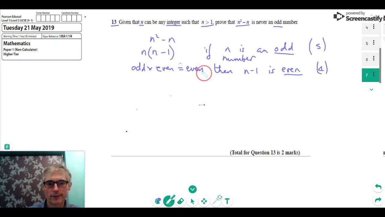 Proofs edexcel 2019 GCSE Maths Paper 1 Question 13 - YouTube