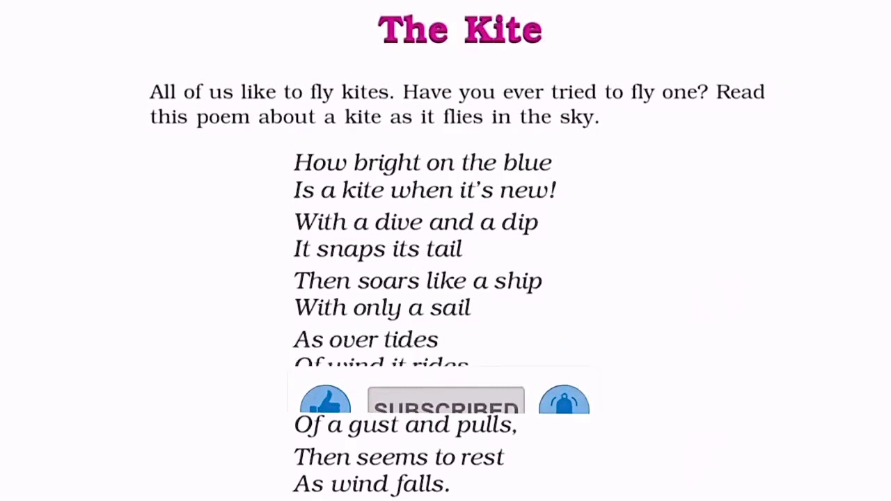 Class 6 Honeysuckle Poem 2 : The Kite (With Exercise) - YouTube