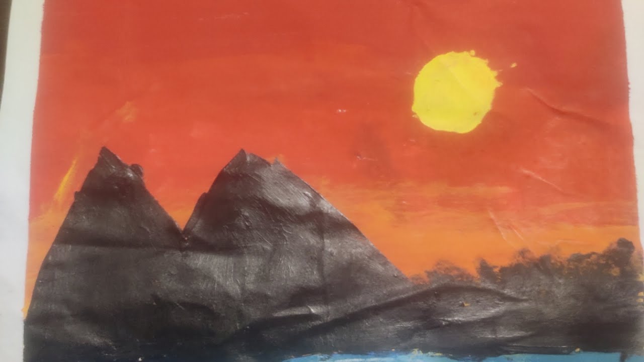 sunset scenario painting poster - YouTube