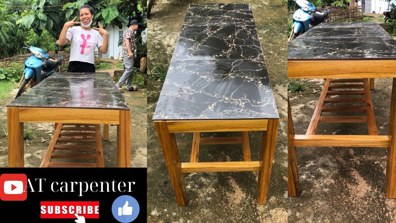 The man made his own table from perfect wood and brick #diy# ...