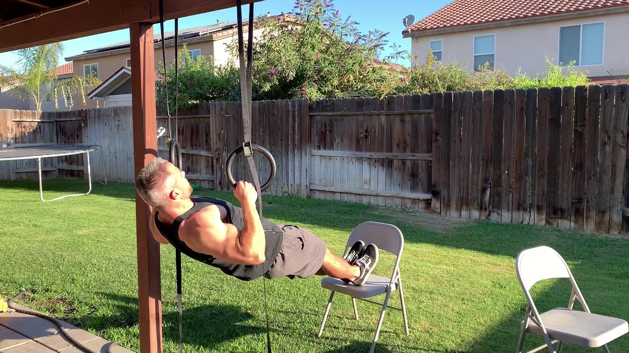 Body Weight Rows progression 2: Ring rows with feet elevated - YouTube