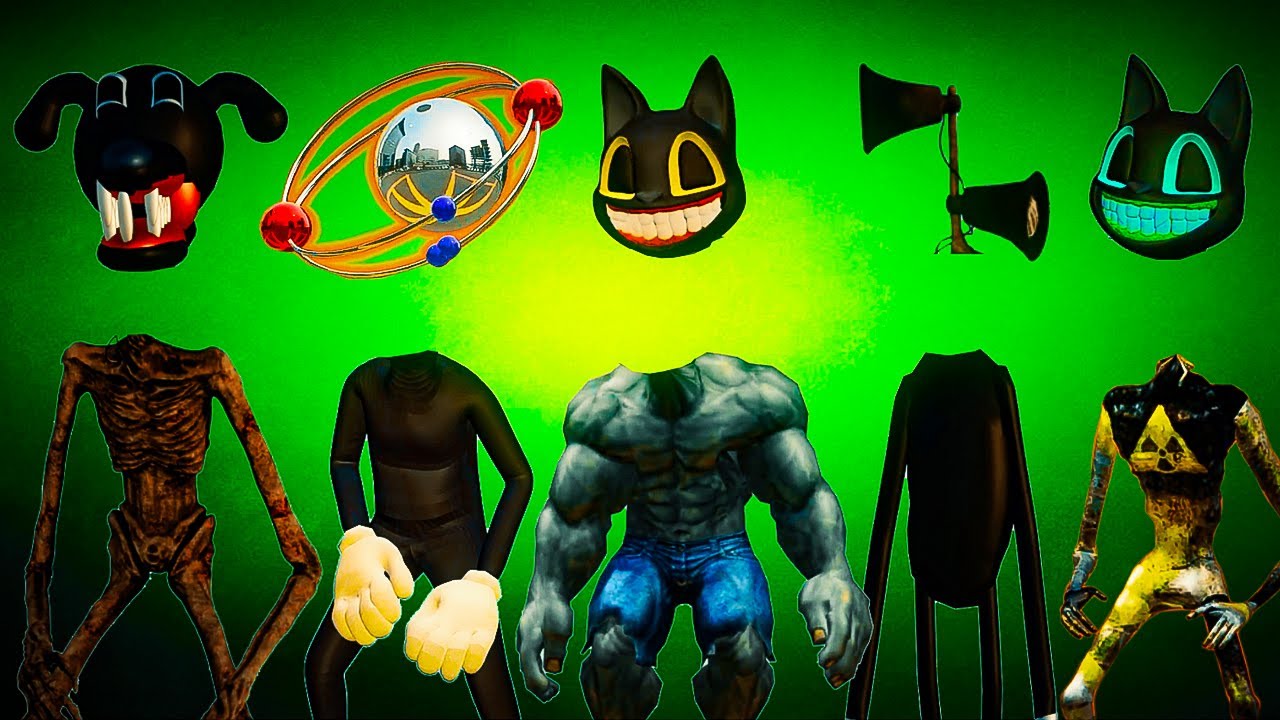 WRONG HEADS 5 SIREN HEAD, CARTOON CAT, CARTOON DOG, CARTOON CAT HULK ...