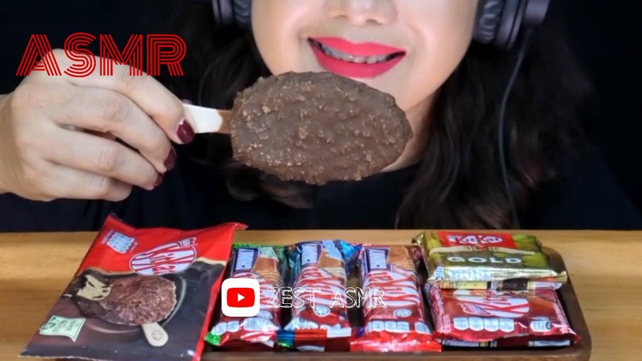 ASMR EATING KIT KAT CHOCOLATE ICE CREAM DESSERT CAKE MUKBANG EATING ...