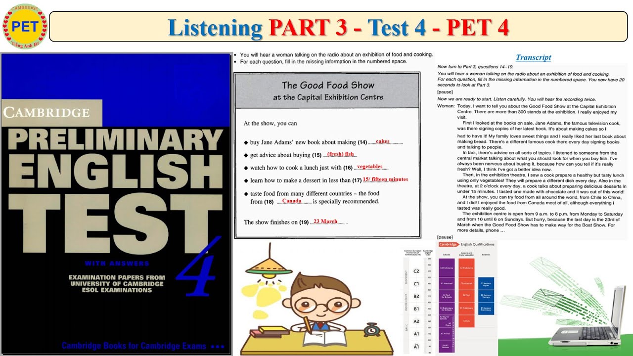 PET 4 Listening Part 3 Test 4 (Transcript + Key) - YouTube