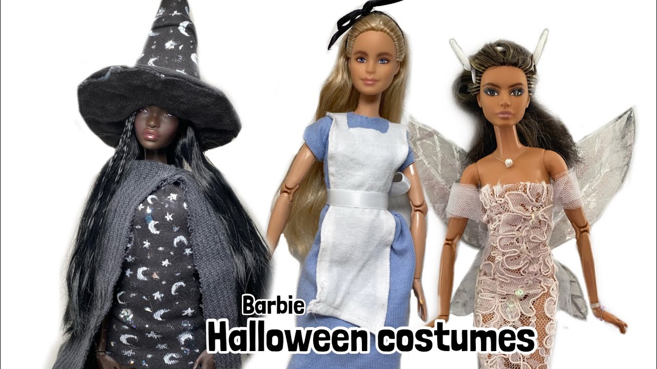 DIY how to make Barbie doll Halloween Costumes! Moon witch, Alice in ...