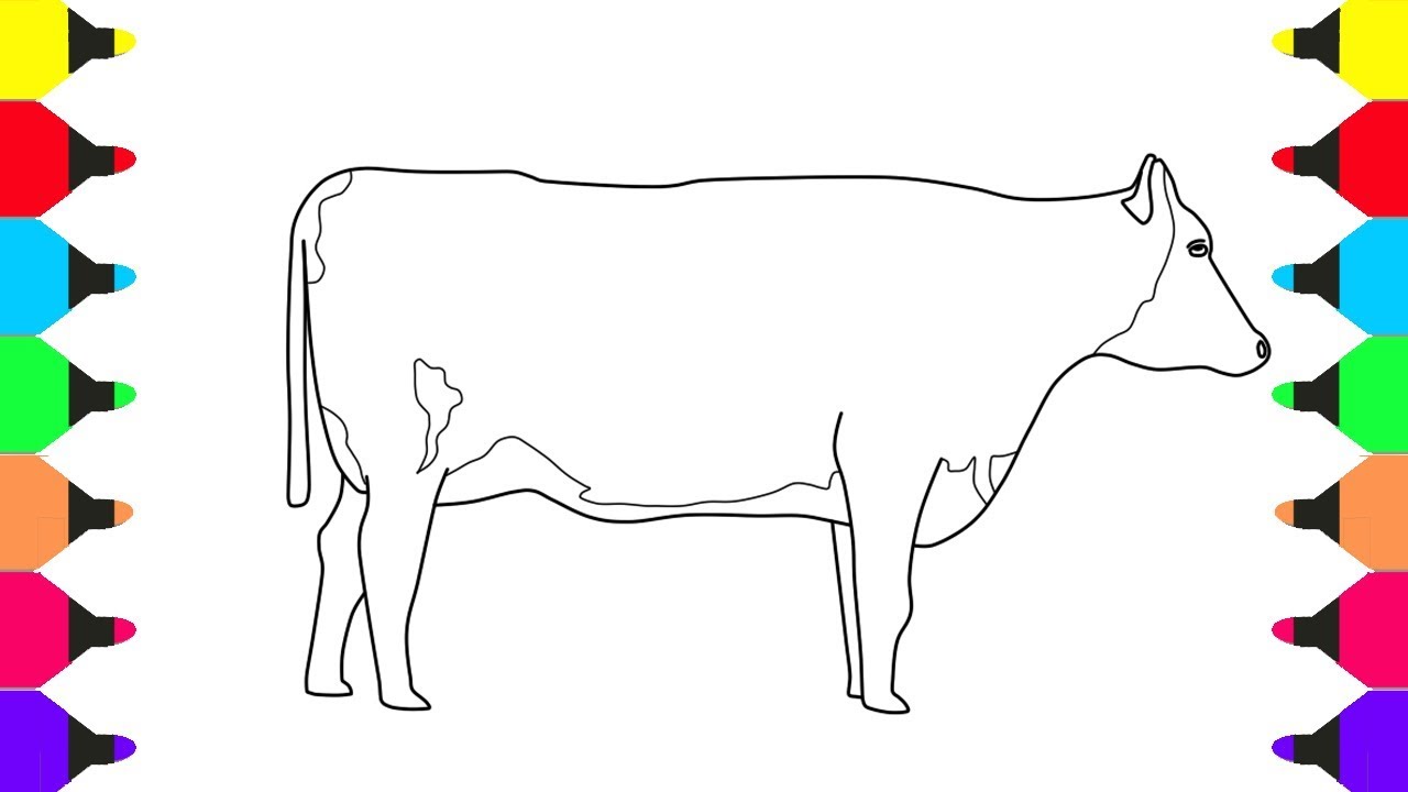 Learn Colors For Kids With Cow Coloring Pages For Kids - Learn To Draw ...