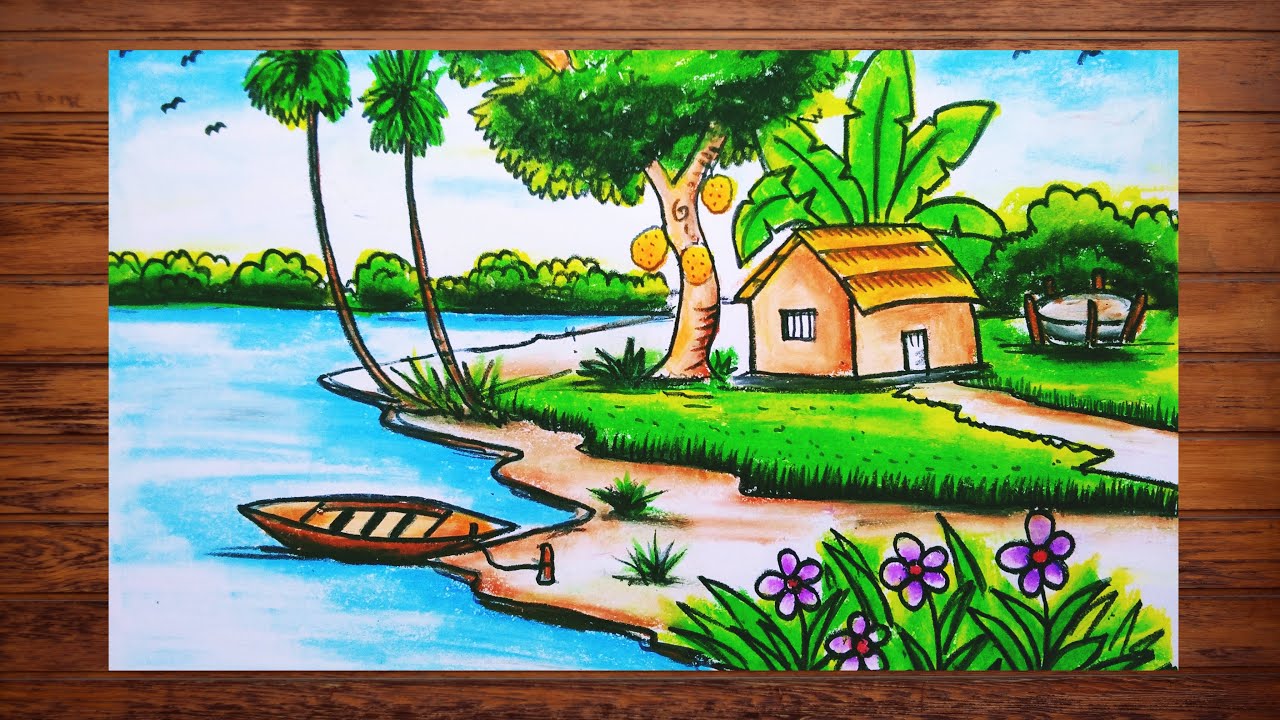 How to draw summer scenery. - YouTube