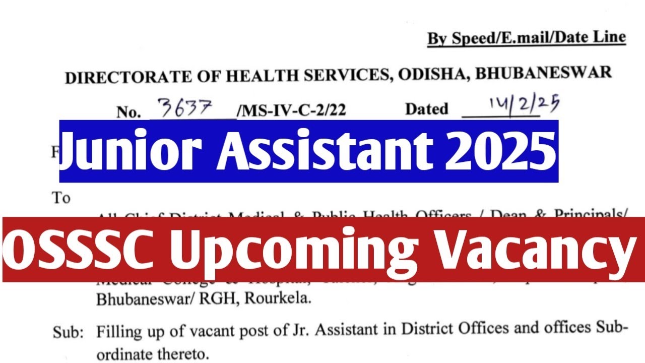OSSSC Junior Assistant Upcoming Vacancies// Jr. Assistant vacancy 2025 ...