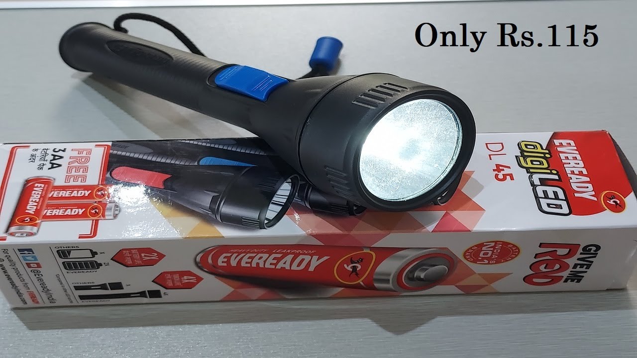 Eveready LED Torch White Light With Batteries DL 45 | Only Rs.115 - YouTube