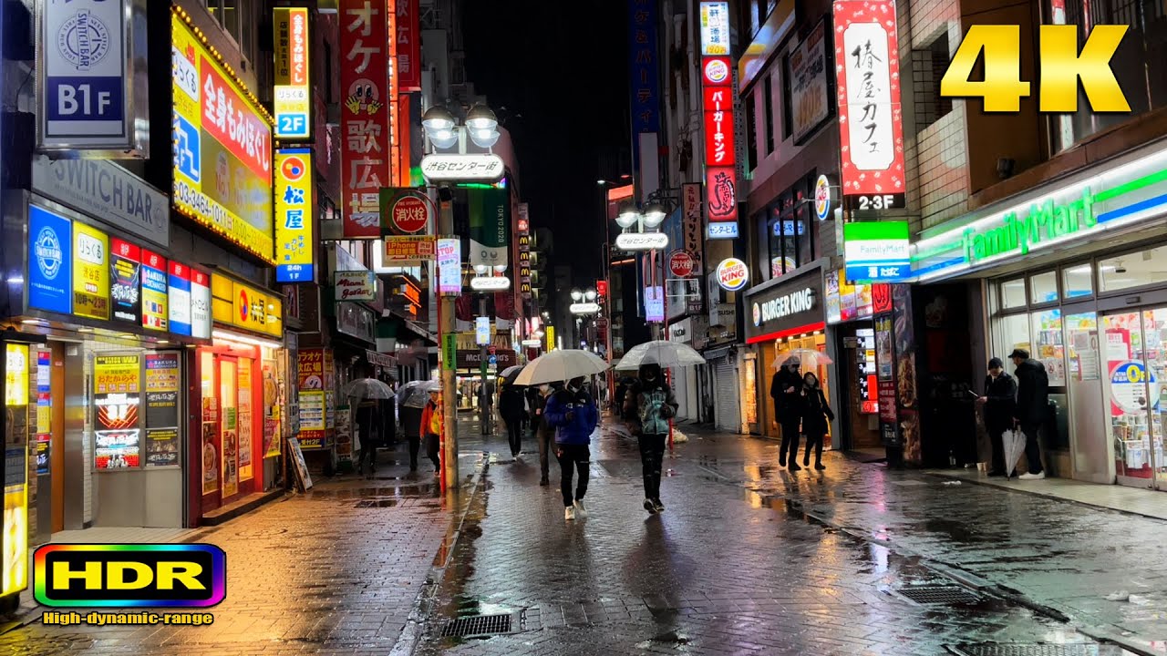 【4K HDR】Rainy Night Walk In Tokyo Shibuya / iphone 12 pro max night ...