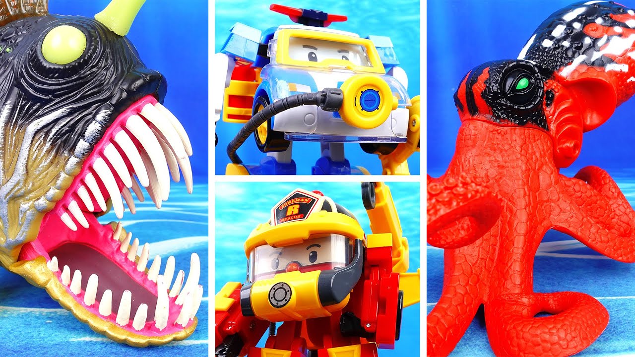 Deep Sea Monsters in The Brooms Harbor~! Go Go Robocar Friends Protect ...