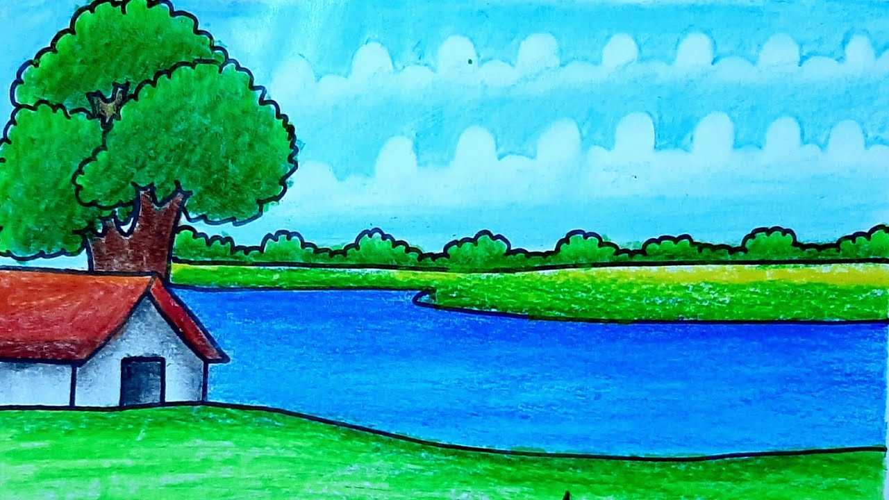 How to draw a village Scenery step by step || drawing part 10 - YouTube