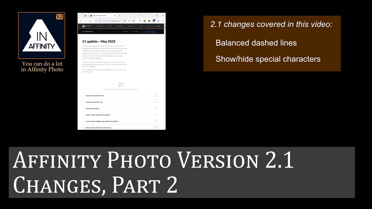 Affinity Photo Version 2.1 Part 2: Balanced dashed lines and Show/hide ...