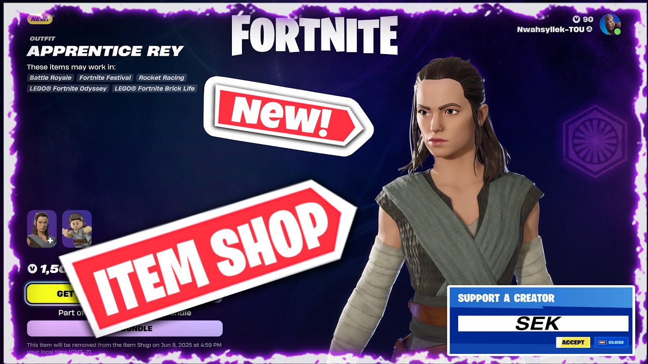 Fortnite item shop Star Wars Collab Continues! 🌌 Apprentice Rey Skin in ...