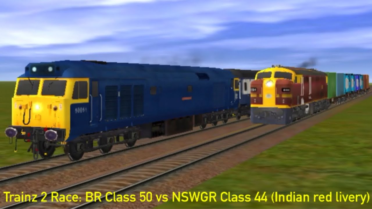 Trainz 2 Race: BR Class 50 vs NSWGR Class 44 (Indian red livery) - YouTube